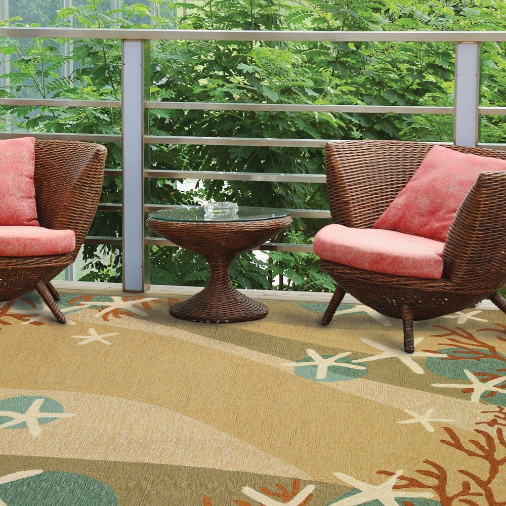 Beachcomber Neutral Coastal Outdoor Rug